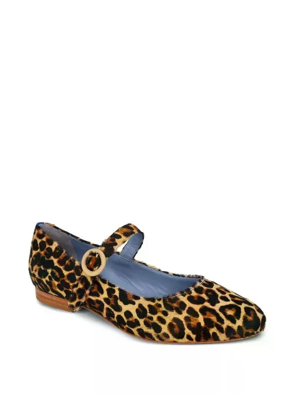 BIRD&CO Leopard-print Buckle Flats