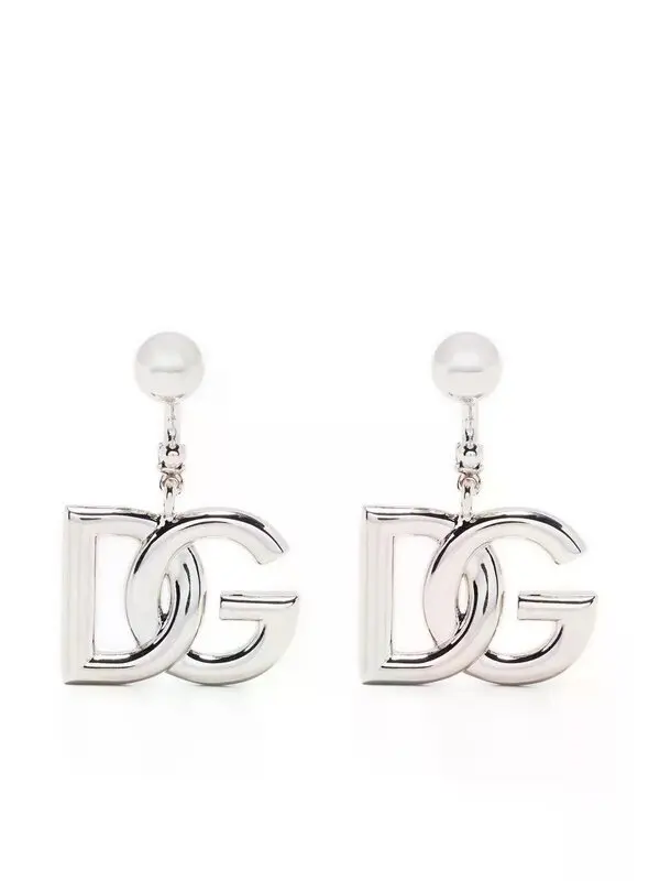 Dolce & Gabbana Interlocking Logo Drop Earrings - Silver