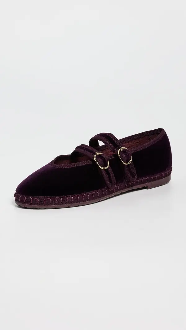 FLABELUS Claire Velvet Mary Jane Flats