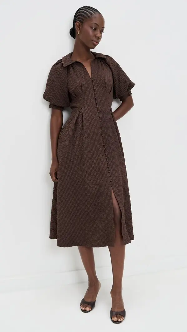 english factory shirt midi dress English Factory Shirt Midi Dress - Brown