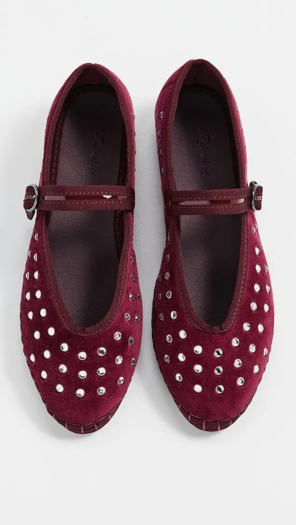 FLABELUS Mae Velvet Mary Jane Flats