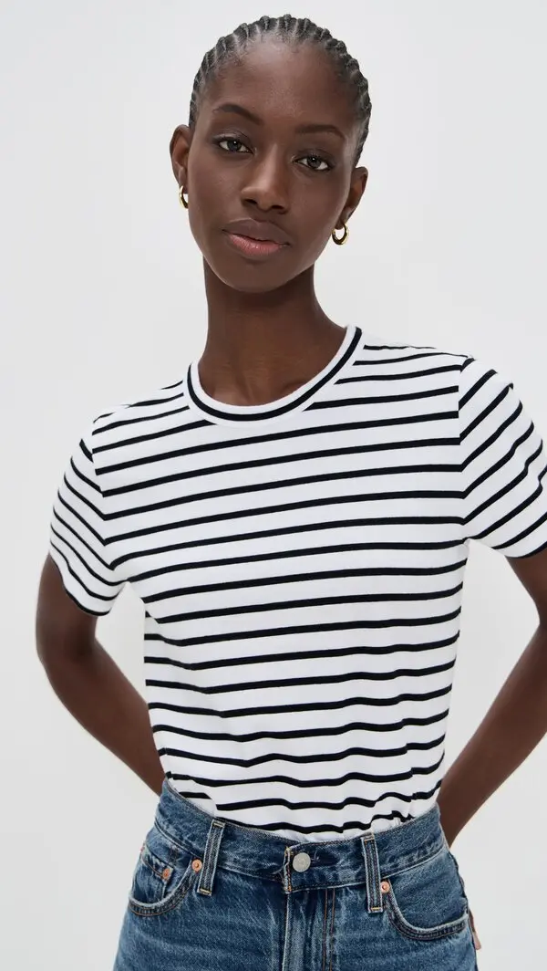Madewell Stripe Crewneck T-shirt - B&w Stripe