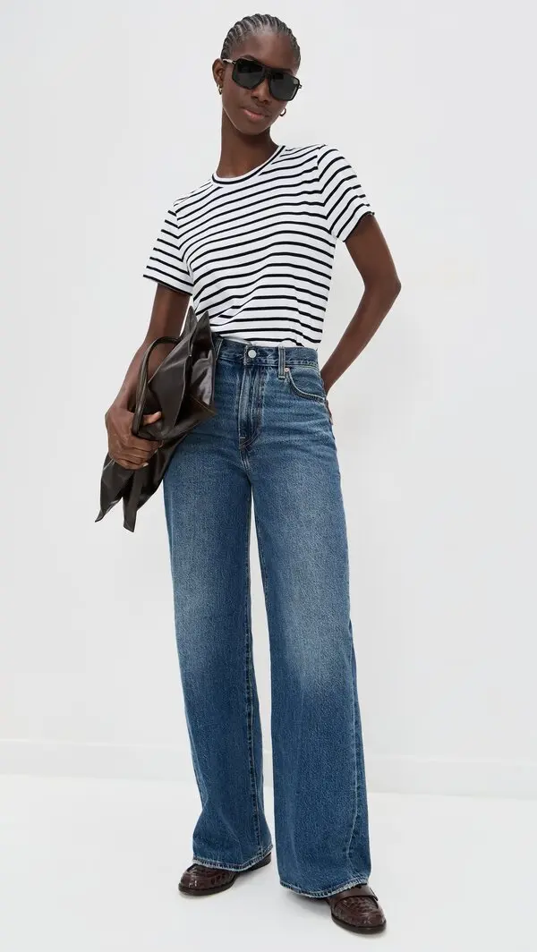 Madewell Stripe Crewneck T-shirt - B&w Stripe
