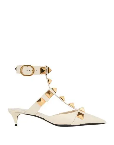 Valentino Garavani Leather T-bar Pumps With Studs - White