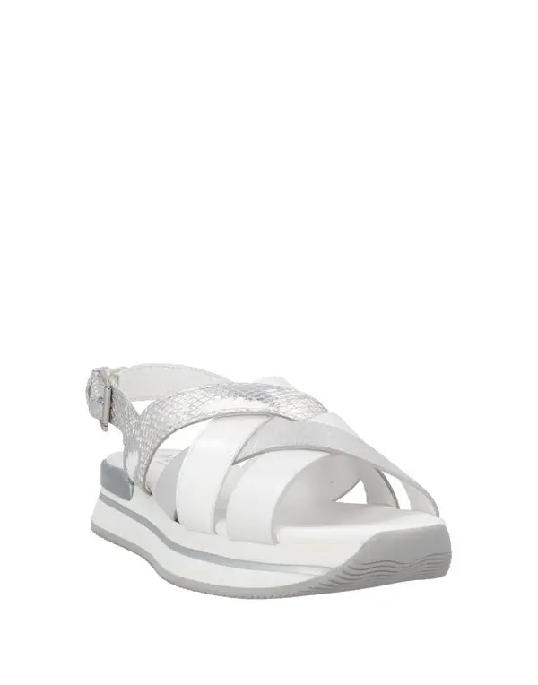 Hogan Leather Sandals - Silver