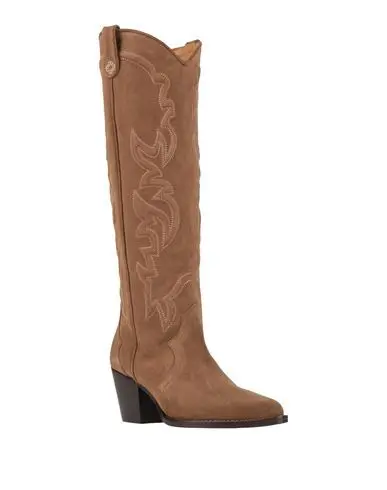 Maje Leather Cowboy Boots - Beige