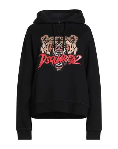 Dsquared2 Cotton Fleece Sweatshirt With Appliqués - Black