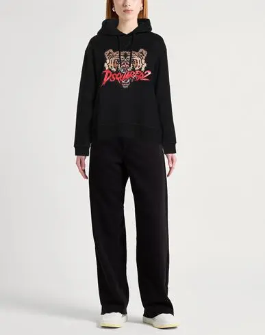 Dsquared2 Cotton Fleece Sweatshirt With Appliqués - Black