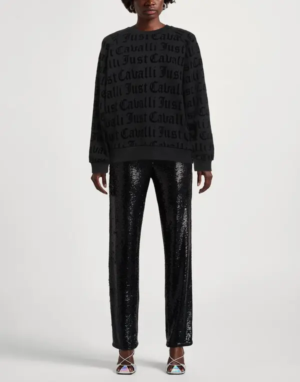 Just Cavalli Flocked Logo Print Sweatshirt