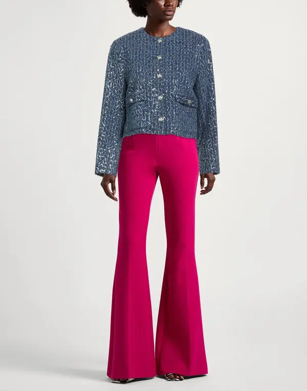Maje Denim Jacket With Sequin Appliqués