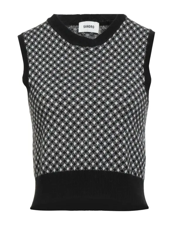 Sandro Checked Jacquard-knit Sleeveless Sweater