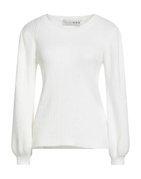 HAVEONE Ribbed Knit Sweater - White