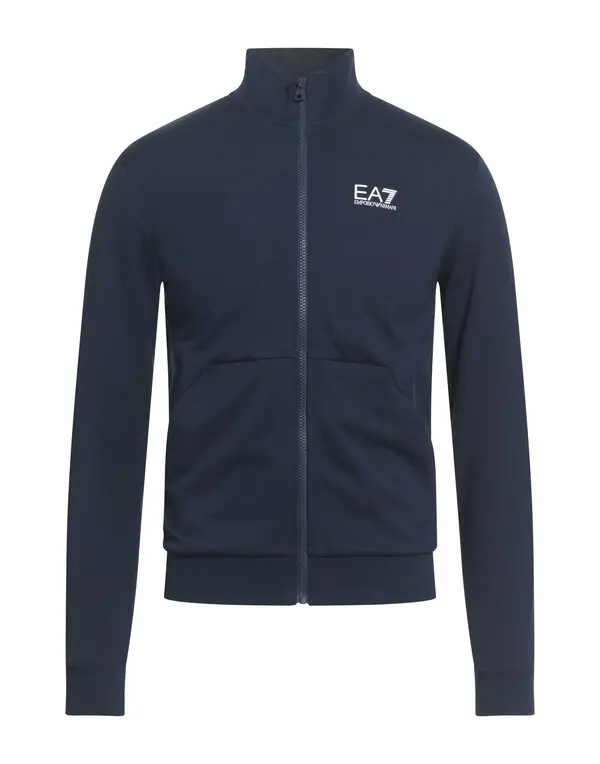 EA7 Cotton Blend Sweatshirt With Zipper - Navy