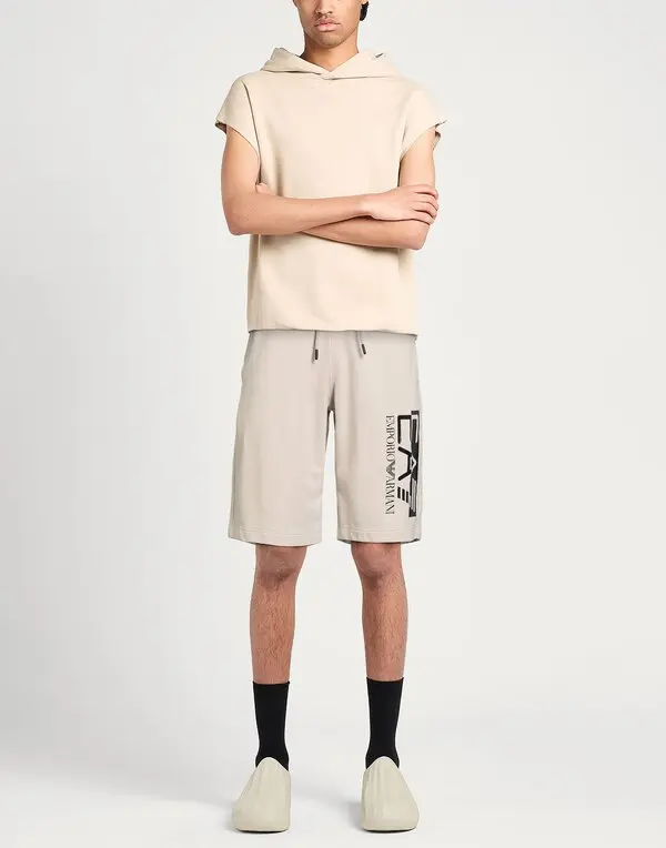 EA7 Cotton French Terry Shorts - Beige