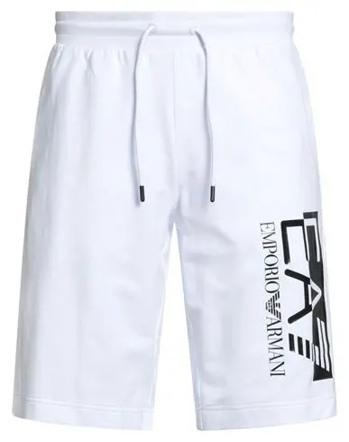 EA7 Cotton Terry Athletic Shorts - White