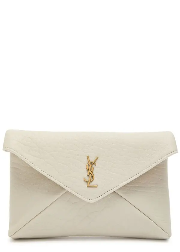 Saint Laurent Cassandre Pebbled Leather Clutch