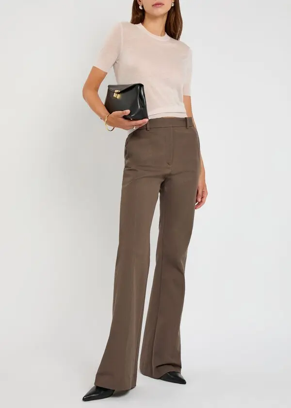 JOSEPH Tafira Flared-leg Trousers - Brown Light