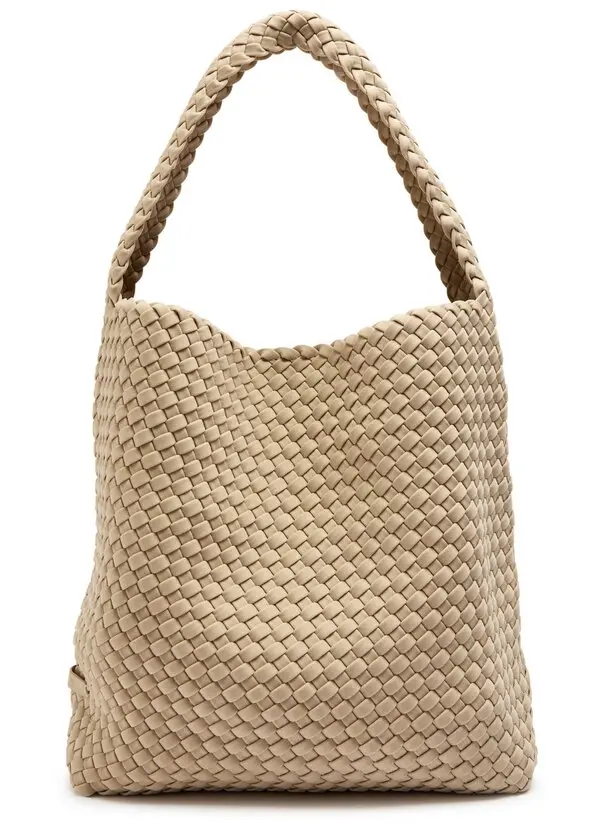 NAGHEDI Nomad Hobo Medium Woven Shoulder Bag - Ecru