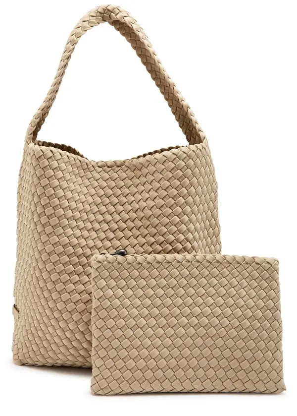 NAGHEDI Nomad Hobo Medium Woven Shoulder Bag - Ecru