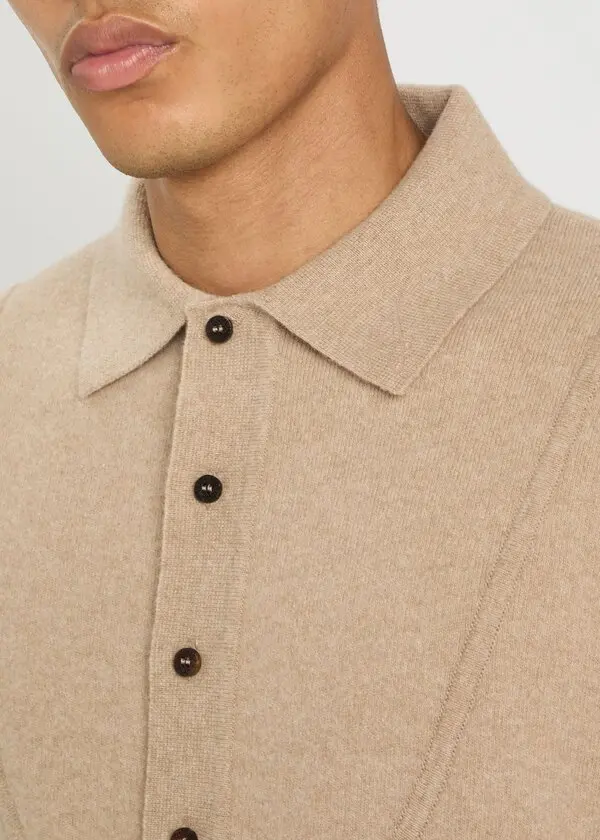 Jacquemus La Pallone Melange Wool And Cashmere-blend Polo Jumper - Beige
