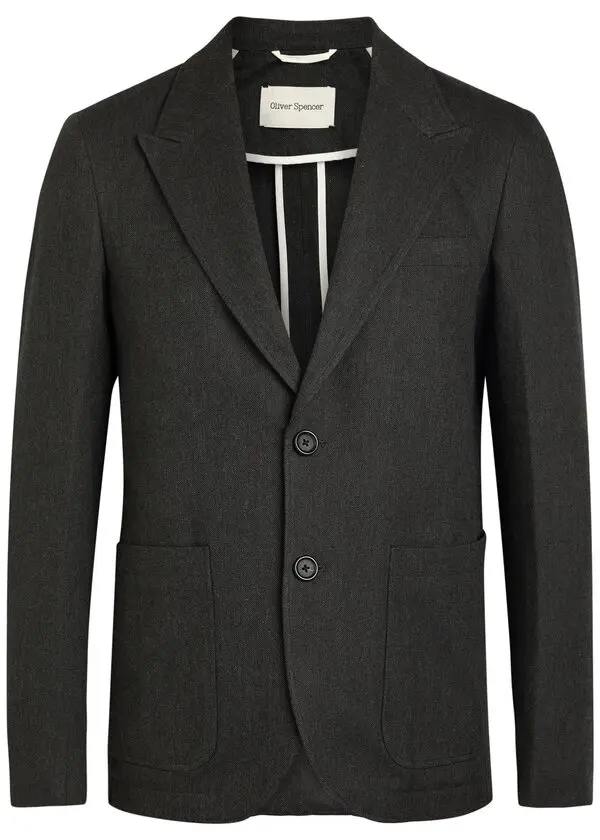 Oliver Peoples Mansfield Herringbone Cotton And Wool-blend Blazer