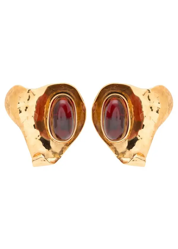 Saint Laurent Petal Sculpted Clip-on Drop Earrings - Gold