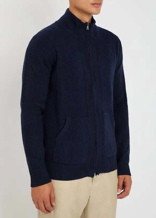 AURELIEN Ribbed Wool And Cashmere-blend Cardigan
