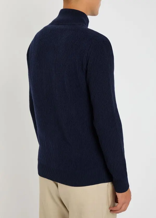 AURELIEN Ribbed Wool And Cashmere-blend Cardigan