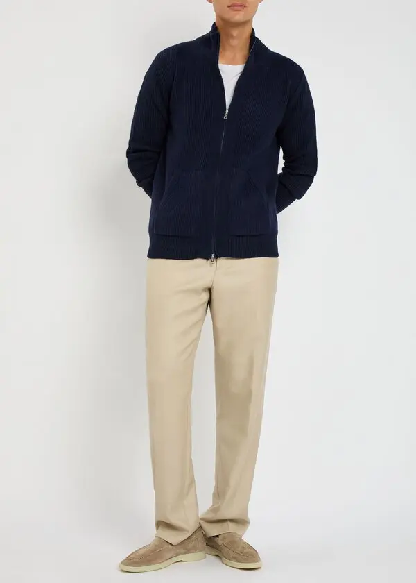 AURELIEN Ribbed Wool And Cashmere-blend Cardigan