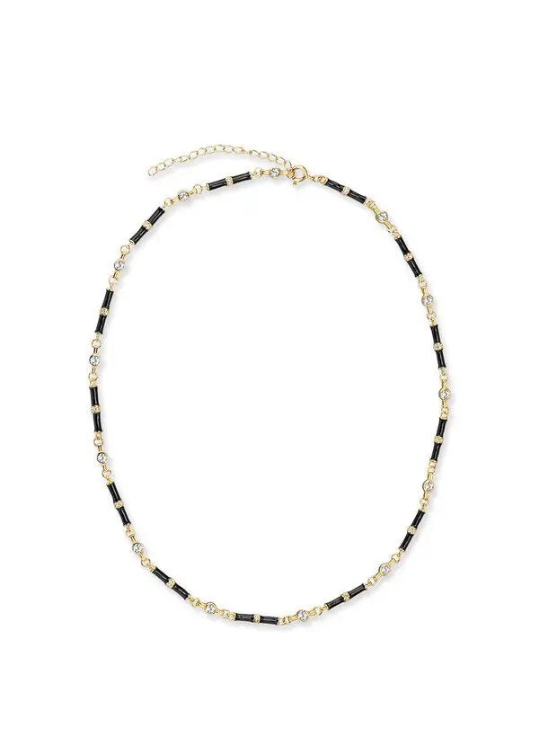 LAURA VANN Marlowe Enamelled 18kt Gold-plated Necklace - Black Grey