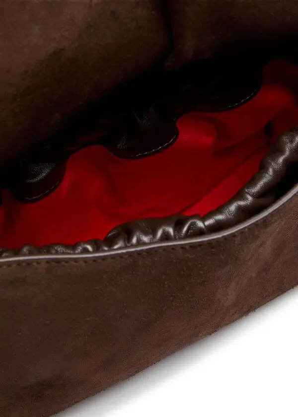 CHRISTIAN LOUBOUTIN Baggy Suede Shoulder Bag - Dark Brown
