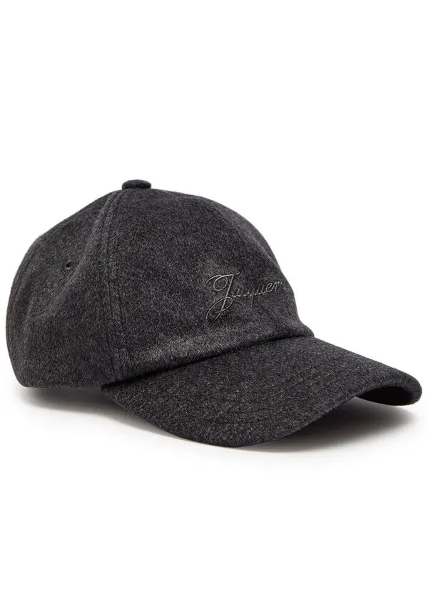 Jacquemus Logo-embroidered Wool Cap - Dark Grey