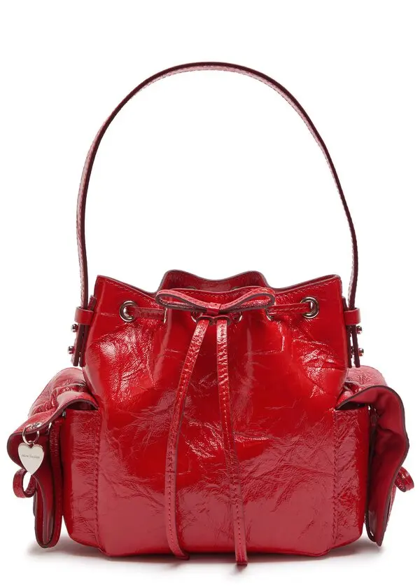 Acne Studios Multipocket Mini Patent Leather Bucket Bag - Red