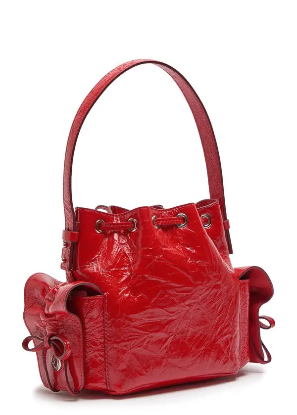 Acne Studios Multipocket Mini Patent Leather Bucket Bag - Red