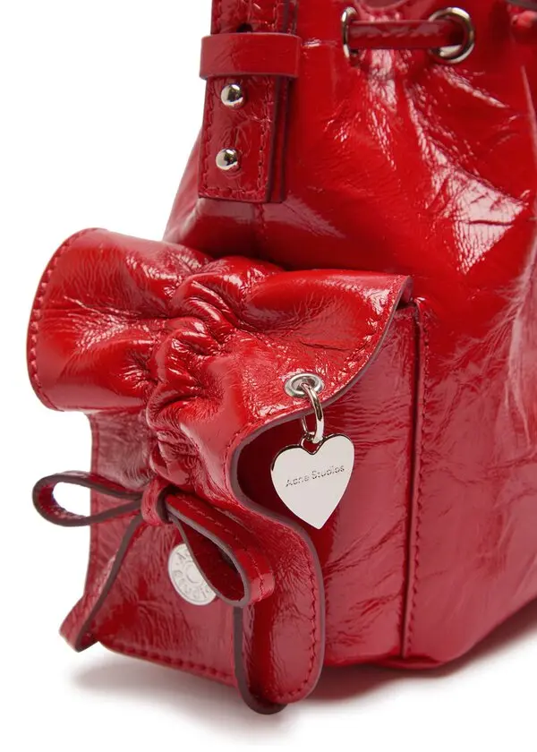 Acne Studios Multipocket Mini Patent Leather Bucket Bag - Red