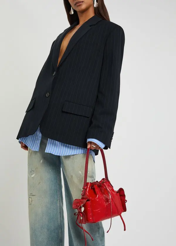 Acne Studios Multipocket Mini Patent Leather Bucket Bag - Red