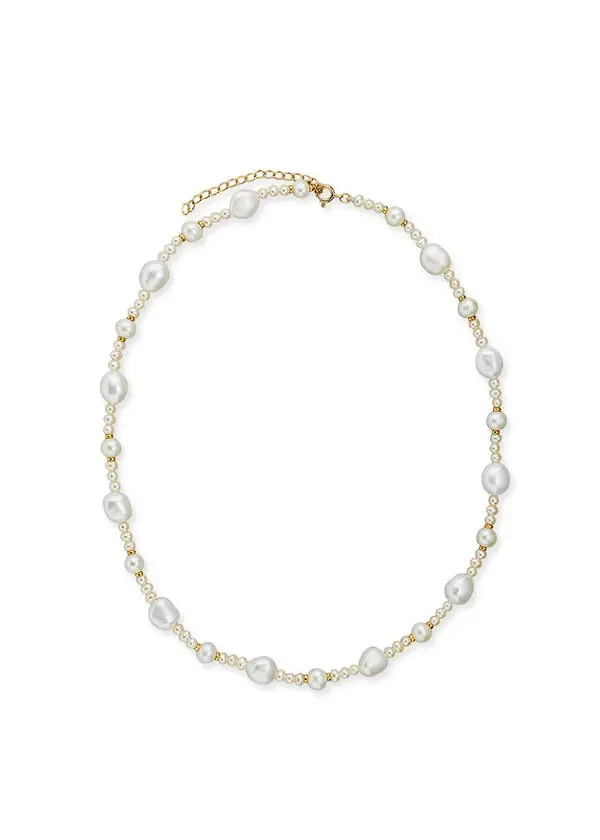 LAURA VANN Isobel Embellished Vermeil Necklace - Pearl
