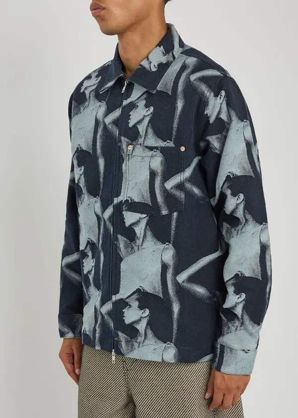 Wales Bonner Jet Jacquard Denim Jacket In Indigo - 60% Off