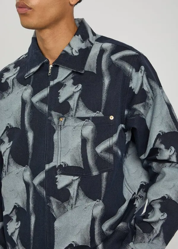 Wales Bonner Jet Jacquard Denim Jacket In Indigo - 60% Off