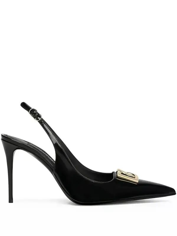 Dolce & Gabbana Dg Logo-plaque Slingback Pumps - Black