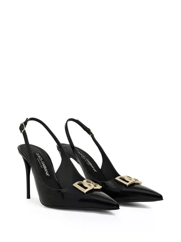 Dolce & Gabbana Dg Logo-plaque Slingback Pumps - Black