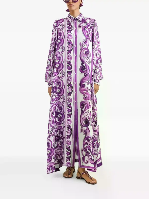 Dolce & Gabbana Maiolica-print Shirt Dress - Purple
