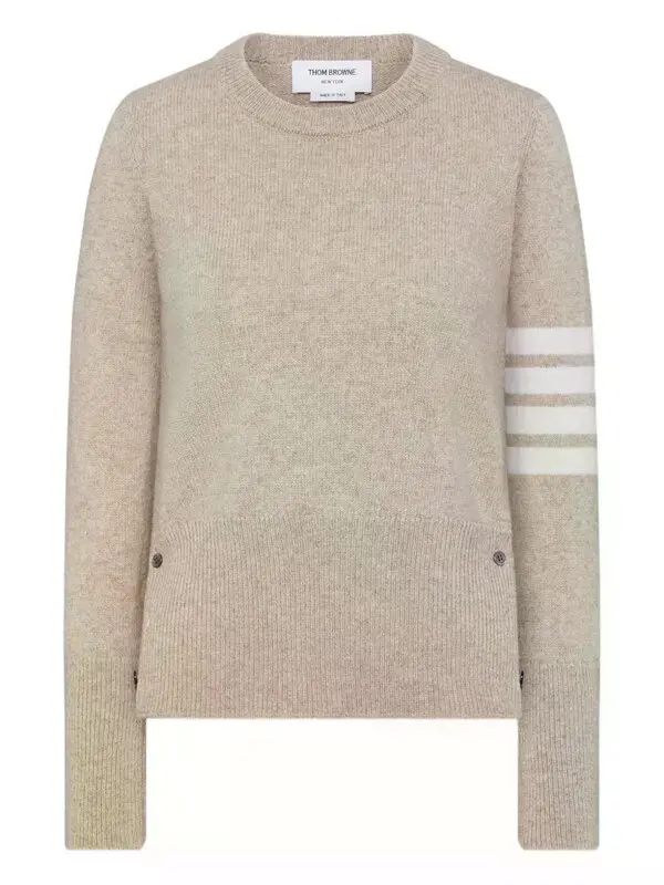 Thom Browne Shetland-wool 4-bar Jersey-stitch Sweater - Neutrals