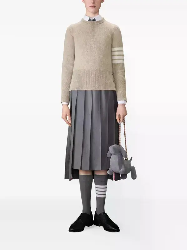 Thom Browne Shetland-wool 4-bar Jersey-stitch Sweater - Neutrals