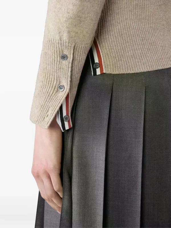 Thom Browne Shetland-wool 4-bar Jersey-stitch Sweater - Neutrals