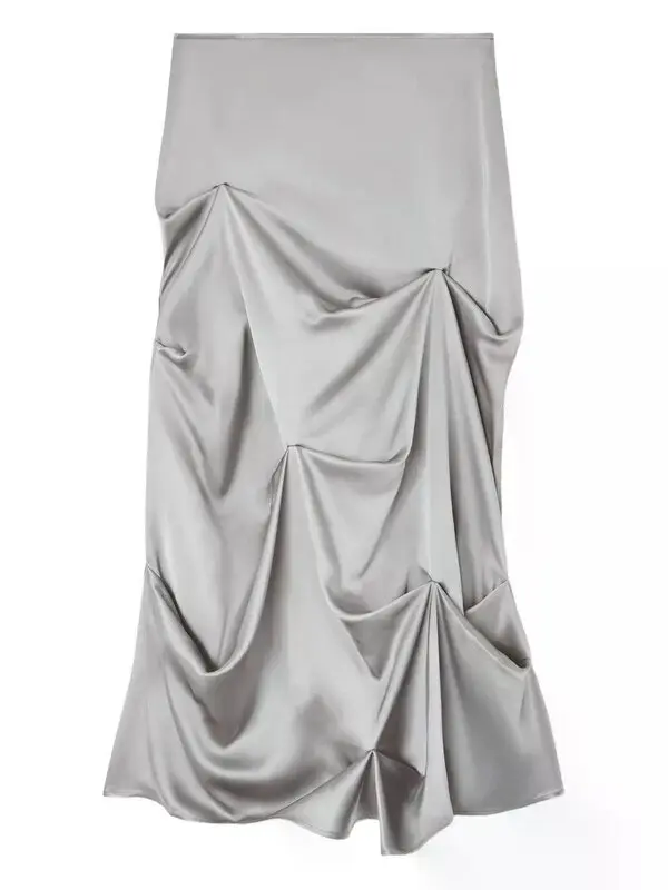 GANNI Asymmetrical-hem Draped Midi Skirt