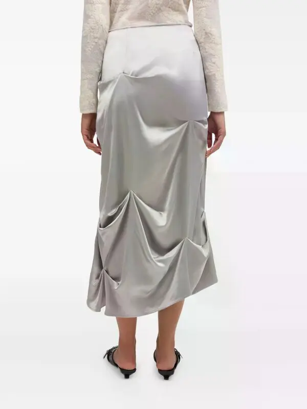 GANNI Asymmetrical-hem Draped Midi Skirt