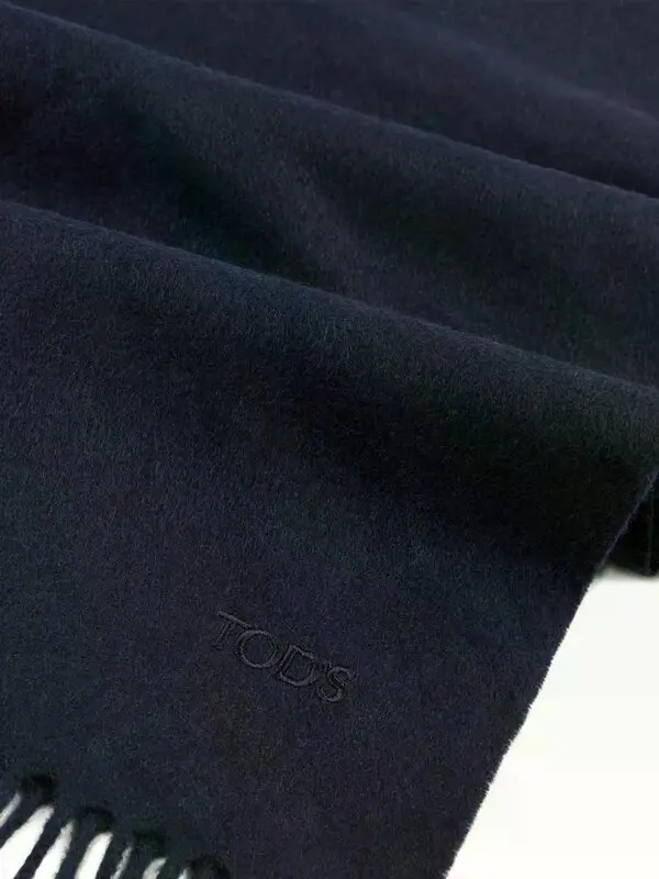 TOD'S Fringed Cashmere Scarf - Blue
