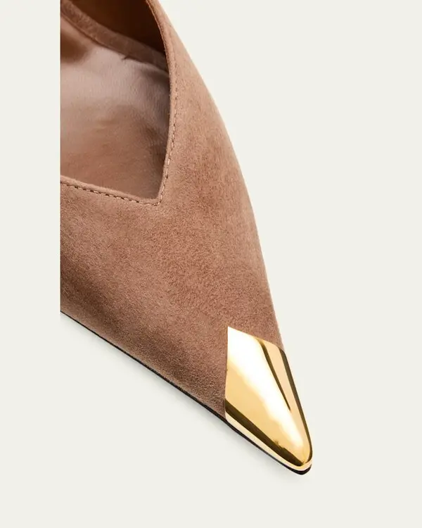 GIUSEPPE ZANOTTI Suede Cap-toe Kitten Heel Pumps - Brown