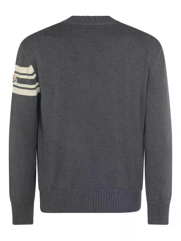 Moncler Logo-embroidered Striped-sleeve Sweater